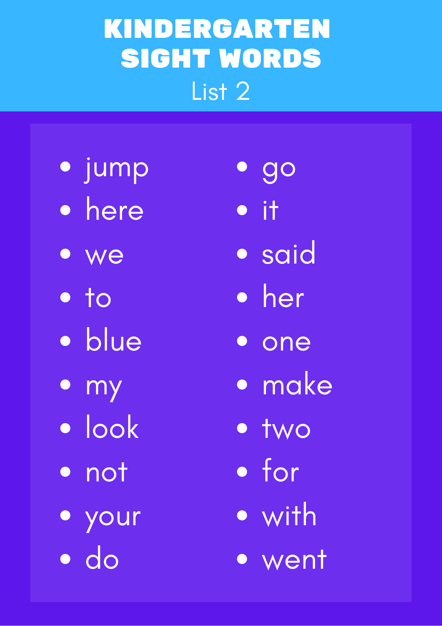 Kindergarten Sight Words - SJS Website